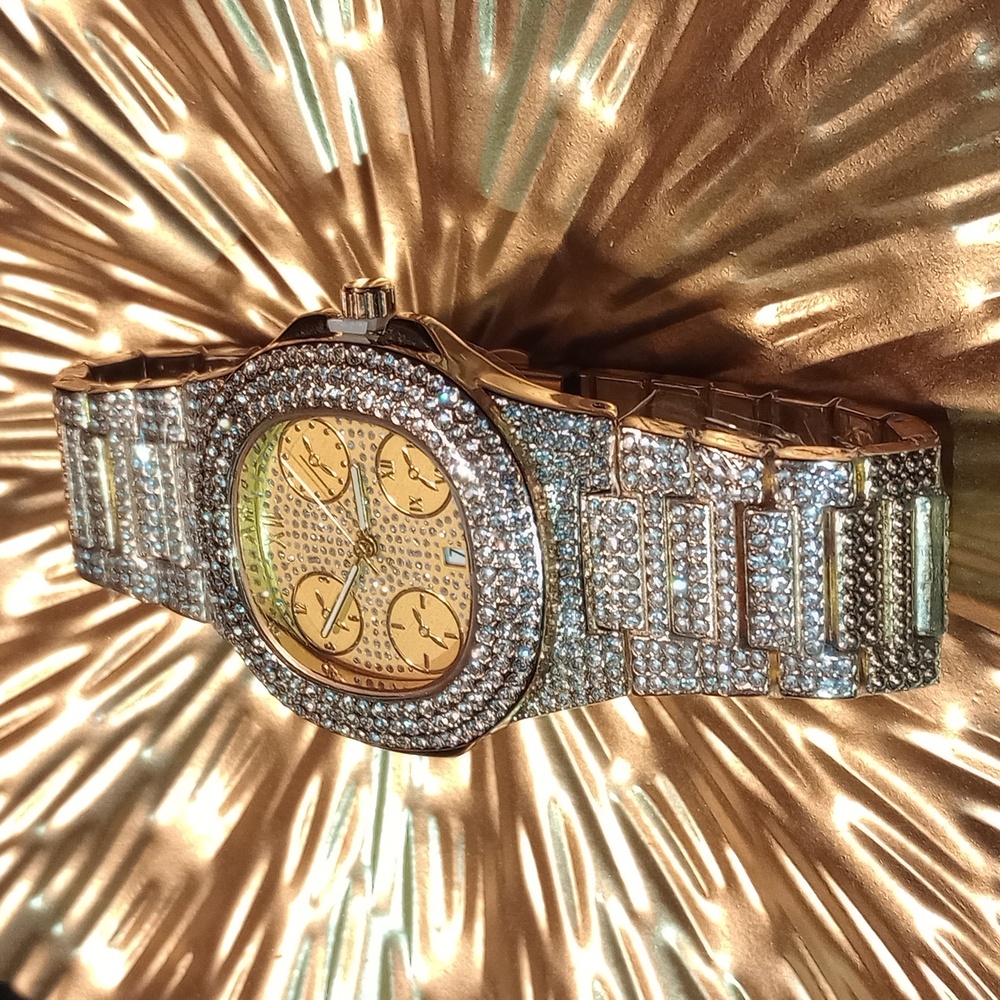 Heavy Celebrity Executive Lab Diamond Yellow Gold Wat… - Gem